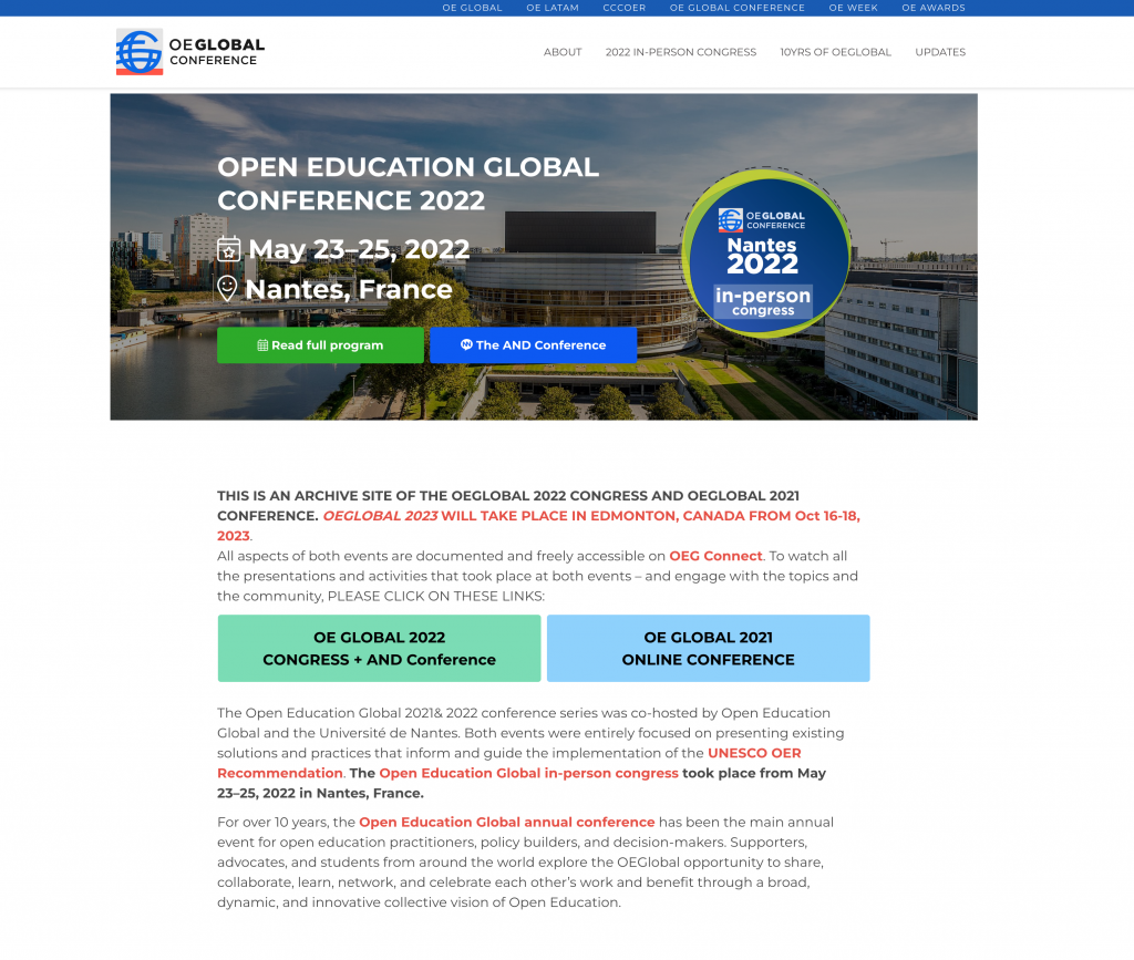 Conference History – OEGlobal Conference 2024